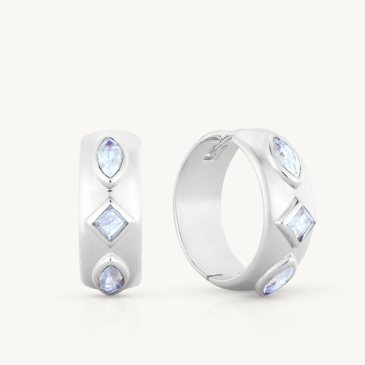 Coronet Moonstone Silver Hoops – ToniMay