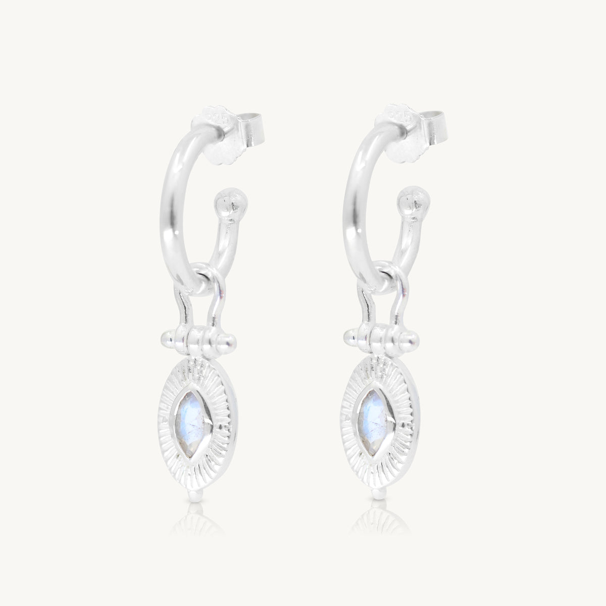 Radiance Moonstone Silver Hoops – ToniMay