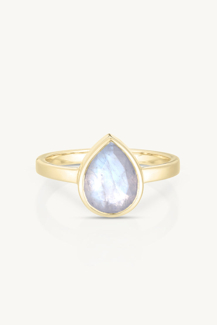 9K Yellow Gold Moonstone Tear Drop Ring – ToniMay