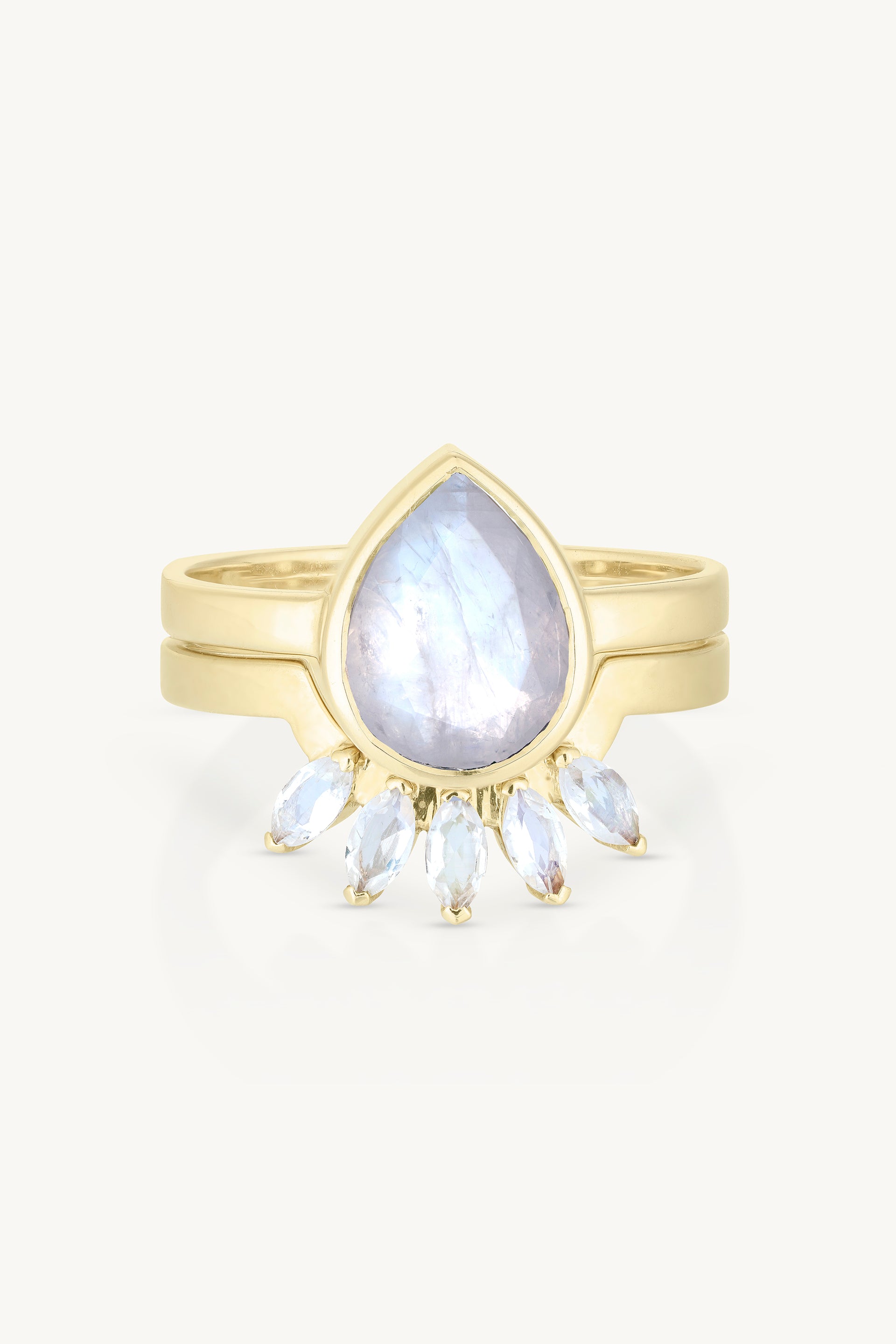 9K Yellow Gold Moonstone Tear Drop Ring – ToniMay