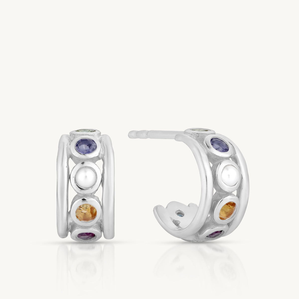 Olympia Multi Silver Hoops – ToniMay